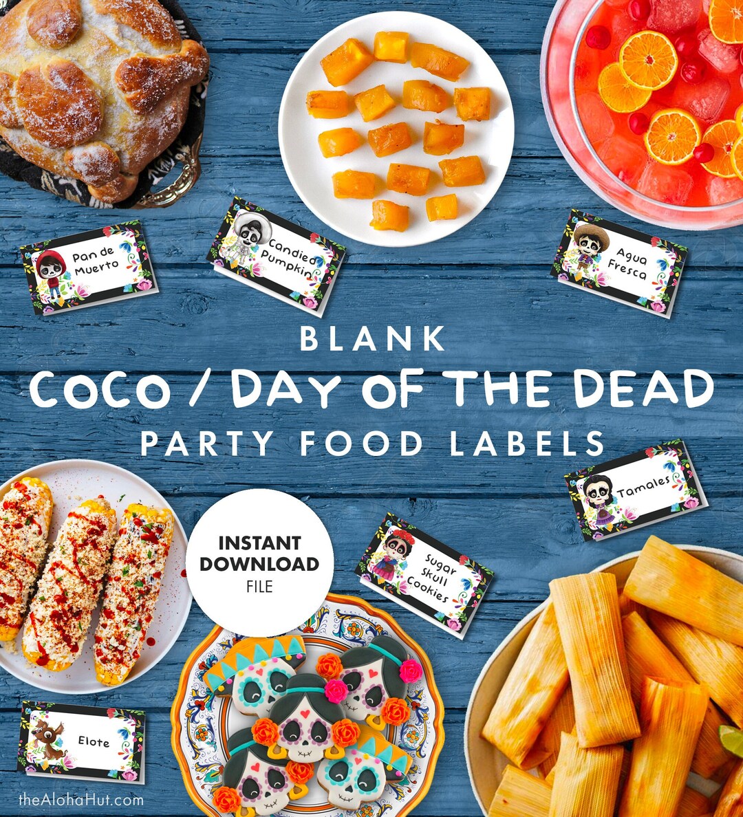 COCO Party Food Labels Tent Cards Day of the Dead Halloween - Etsy