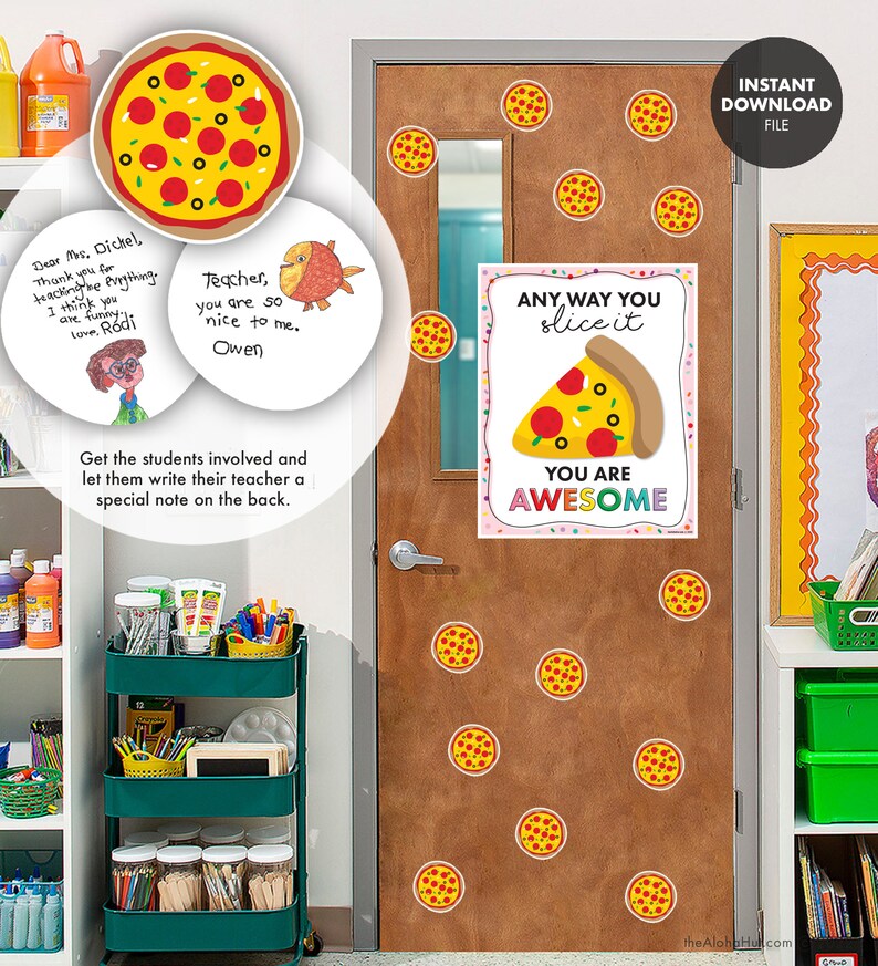 PIZZA Theme Door Decoration Thank You Teacher Appreciation | Etsy