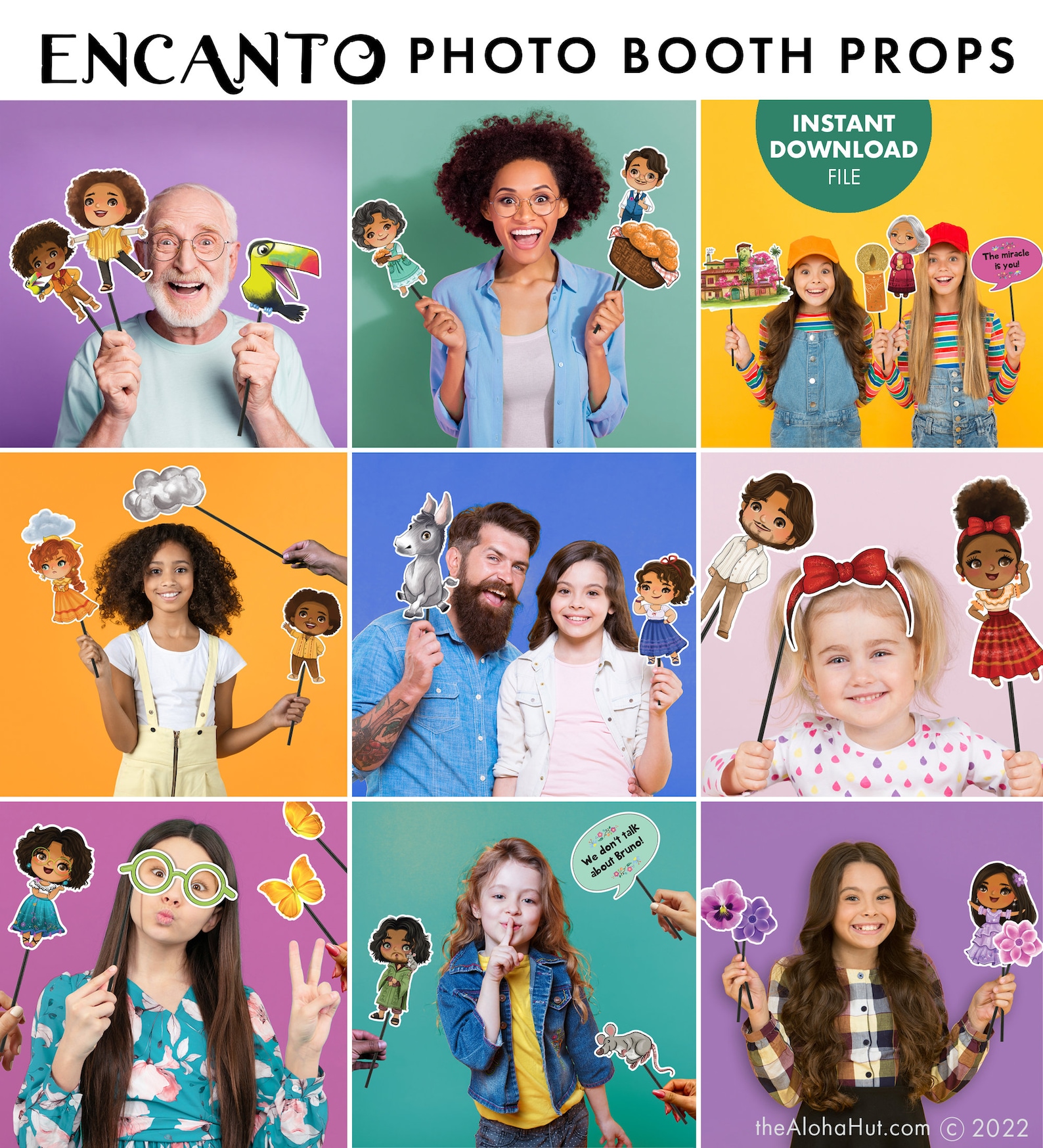 ENCANTO Kids Birthday Party PHOTOBOOTH PROPS Digital Printable - Etsy