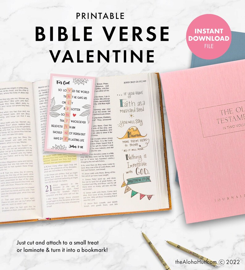 Bible Verse VALENTINE Bookmark PRINTABLE Christian Religious - Etsy