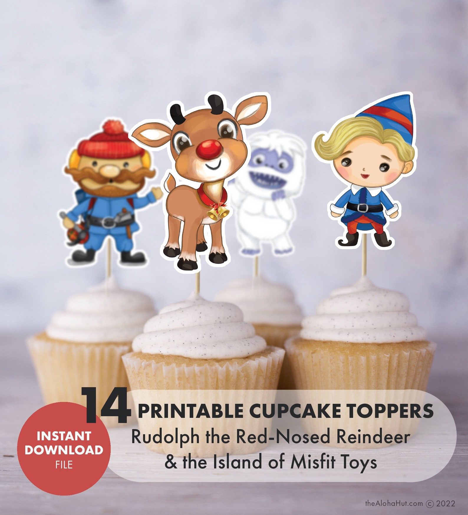 RUDOLPH CHRISTMAS Cupcake Toppers Cake Topper Printable Party - Etsy