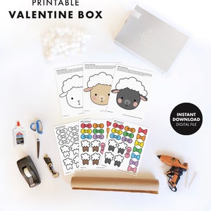 Sheep VALENTINE'S DAY BOX Printable Diy Kids Classroom Party Class ...