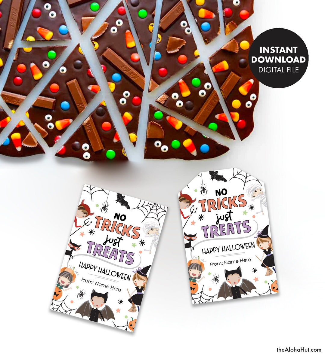Editable Halloween T Tag No Tricks Just Treats Halloween Printable