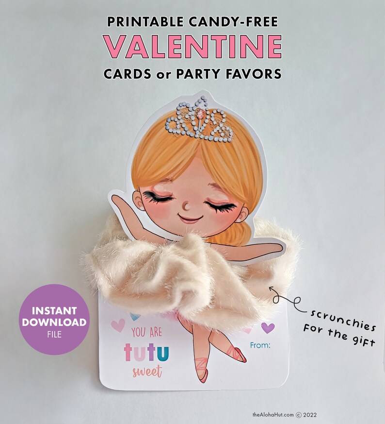 You Are Tutu Sweet PRINTABLE Non-candy VALENTINE Ballerina - Etsy