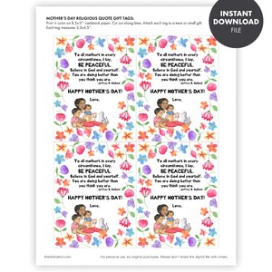 Religious MOTHER'S DAY Tag Quote Handout PRINTABLE Christian Church ...