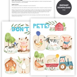 FARM ANIMAL Party Game Don't Eat Pete Kids Birthday Printable Digital ...