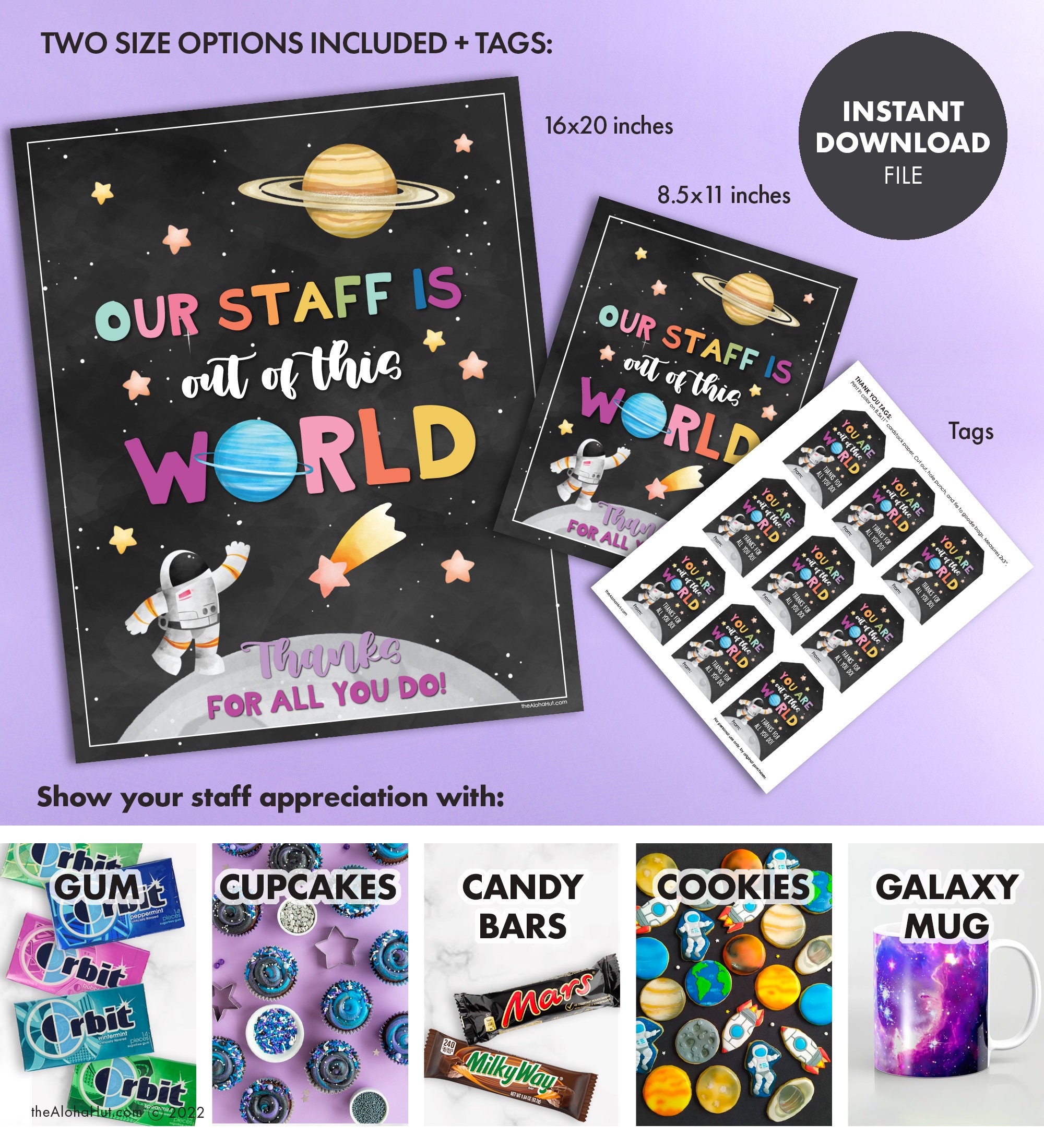 Galaxy Themed TEACHER APPRECIATION Thank You Tags Sign Poster - Etsy