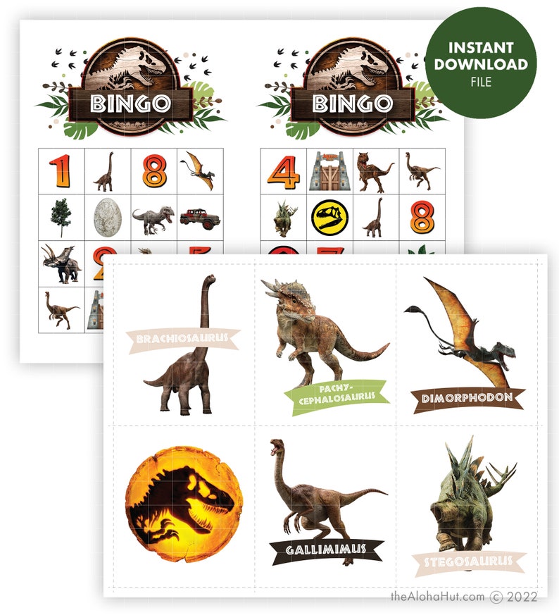 JURASSIC WORLD Dinosaur Kids Birthday Party Bingo Game Instant - Etsy