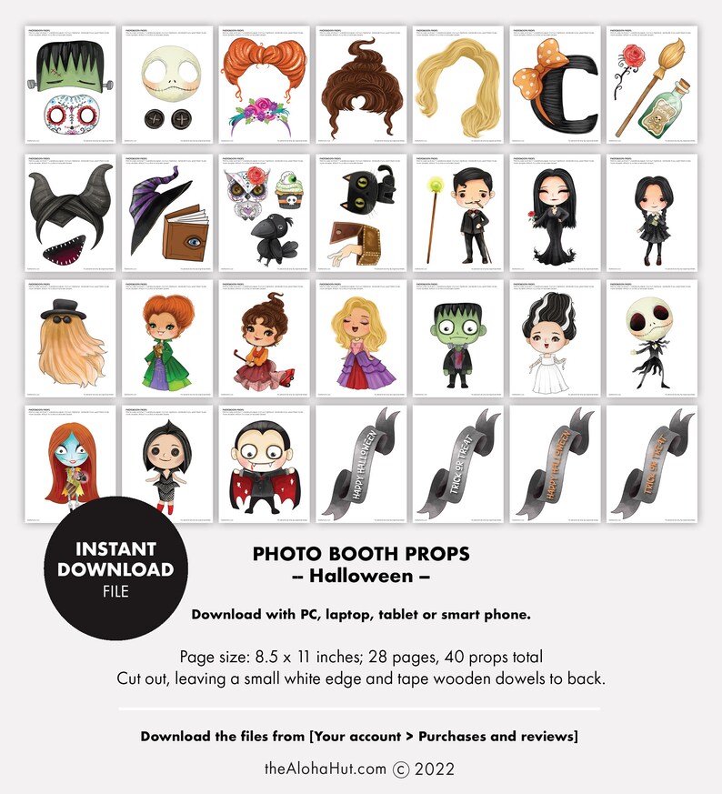 HALLOWEEN Party PHOTOBOOTH PROPS Digital Printable Party - Etsy