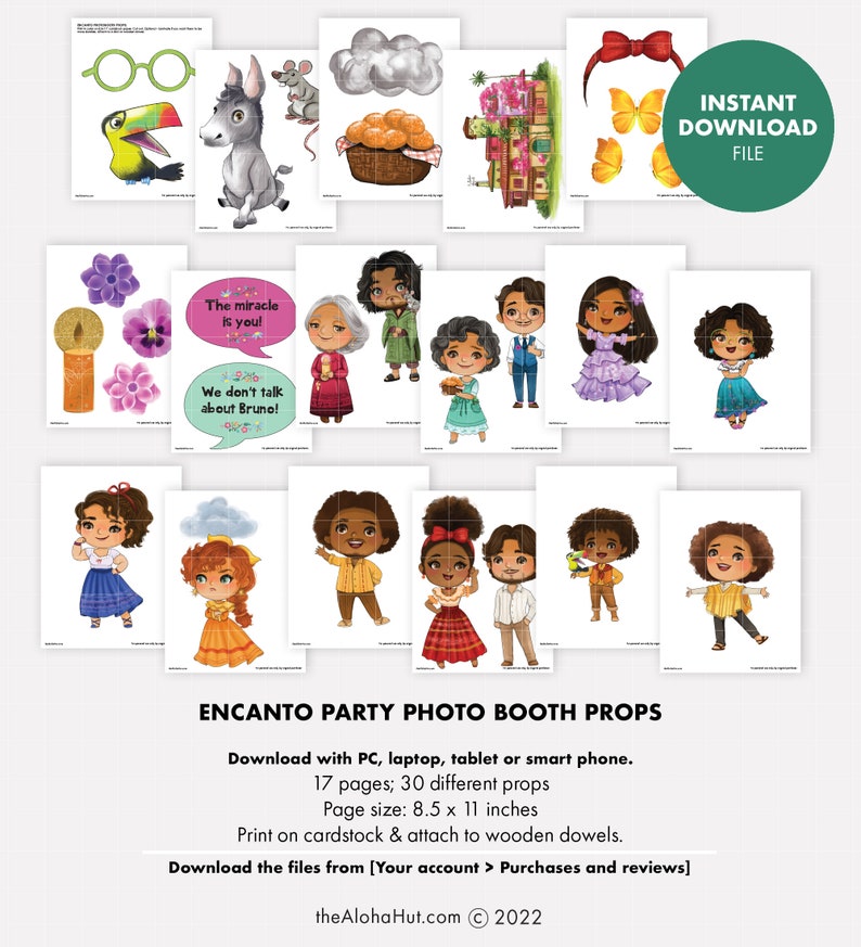 ENCANTO Kids Birthday Party PHOTOBOOTH PROPS Digital Printable - Etsy