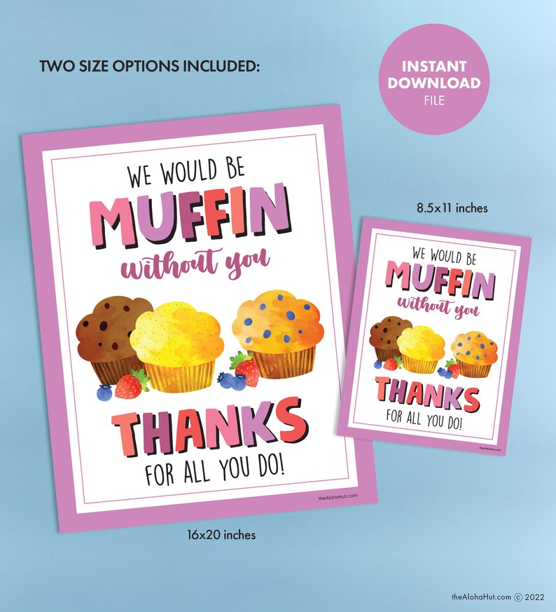 Muffin TEACHER APPRECIATION Idea Sign Poster Thank You Staff - Etsy