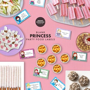 PRINCESS Party Food Labels Kids Birthday Decorations Decor Tent Cards ...