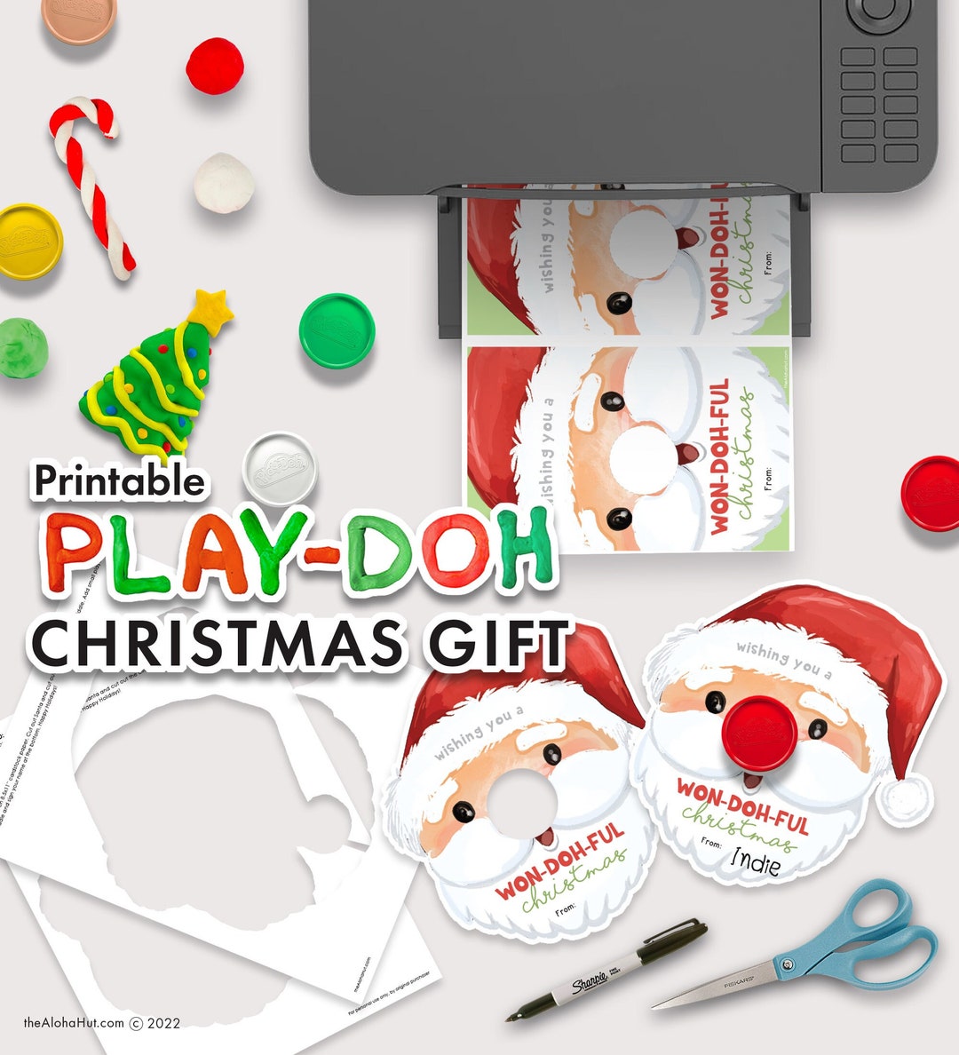 PLAY DOH Christmas Classroom Gift SANTA Printable Kids School Party Non ...