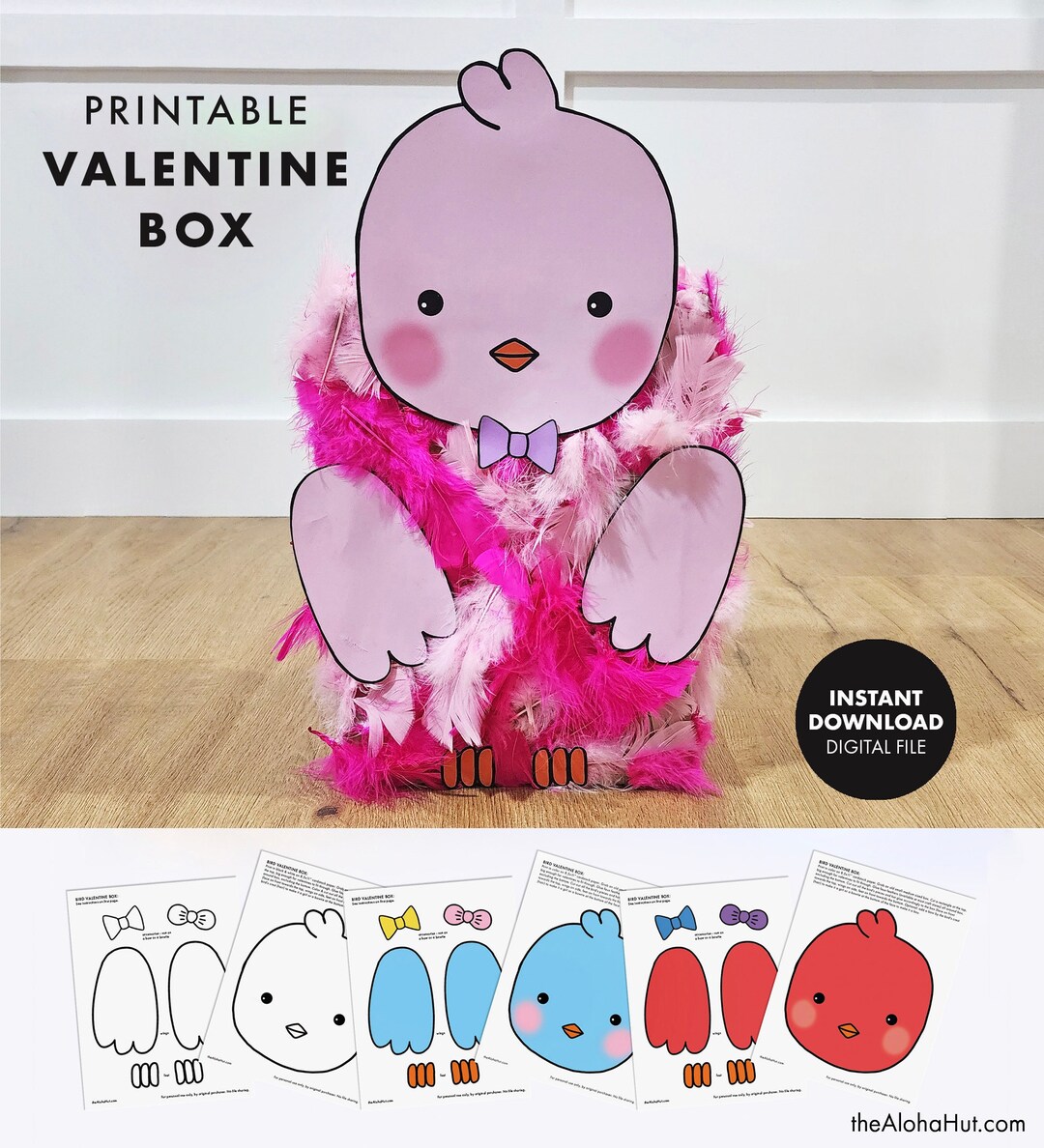 Bird VALENTINE'S DAY BOX Printable Diy Kids Classroom Party Class Party ...