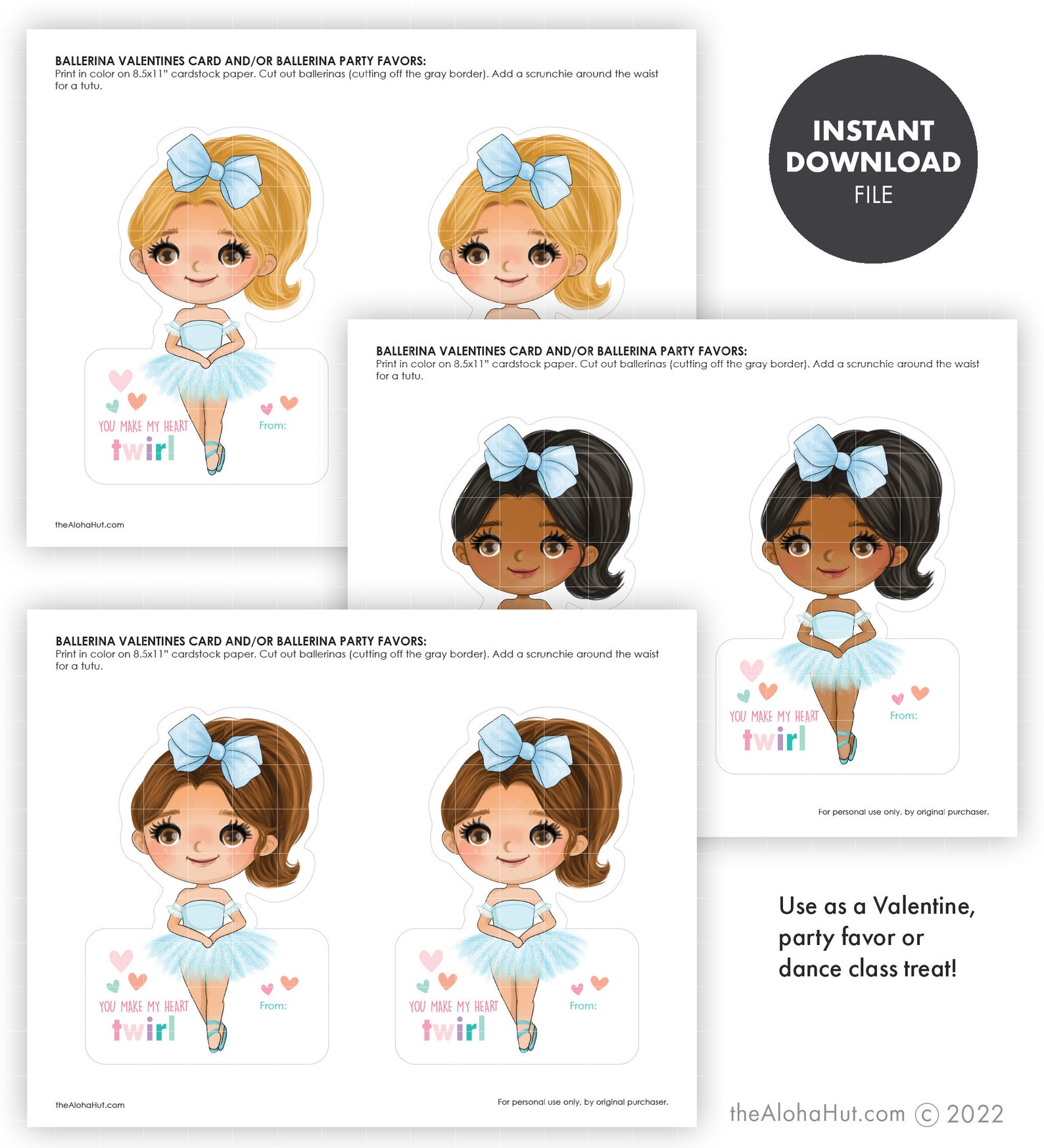 You Make My Heart Twirl PRINTABLE Non-candy VALENTINE Ballerina ...