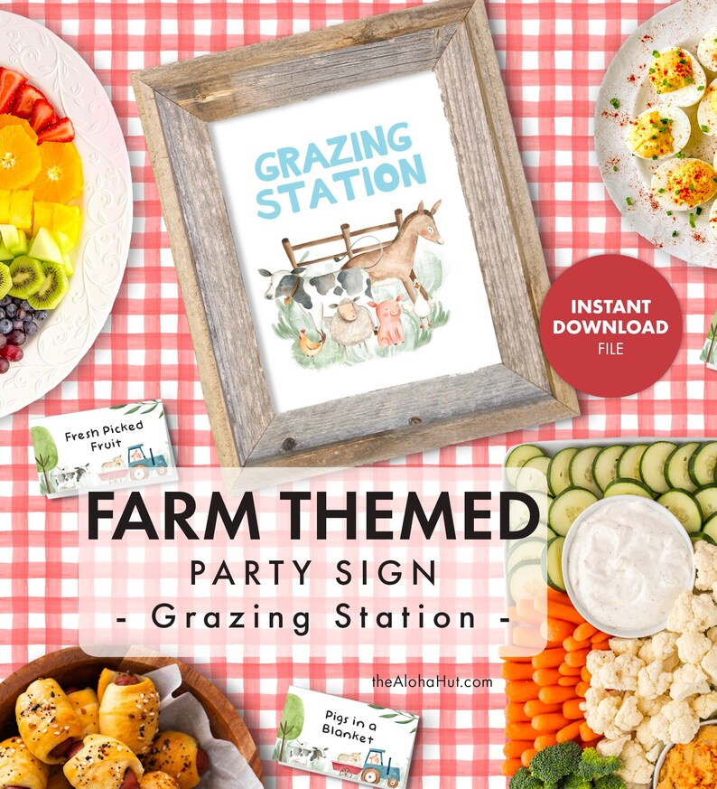 FARM ANIMAL Party Sign Grazing Station Food Table Labels Kids - Etsy