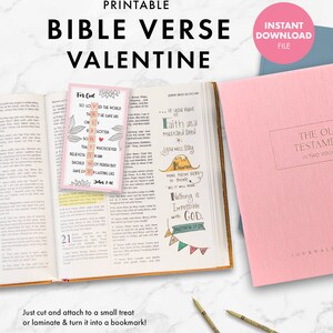 Bible Verse VALENTINE Bookmark PRINTABLE Christian Religious Tag Label ...