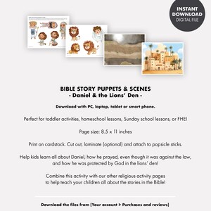DANIEL and the LIONS' DEN Bible Story Puppets & Scenes Kids Activity ...