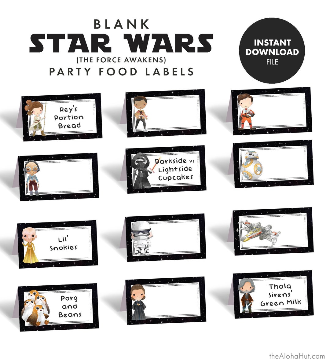 STAR WARS Party Food Labels Cards Kids Birthday Decorations Decor the ...