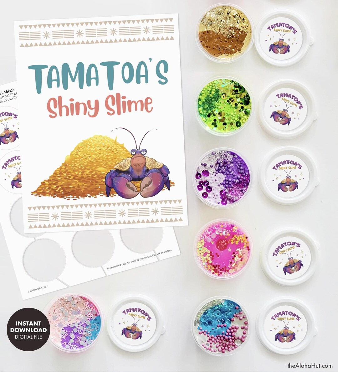 MOANA Party Activity Game Slime Labels & Sign Art Kids Birthday Party ...