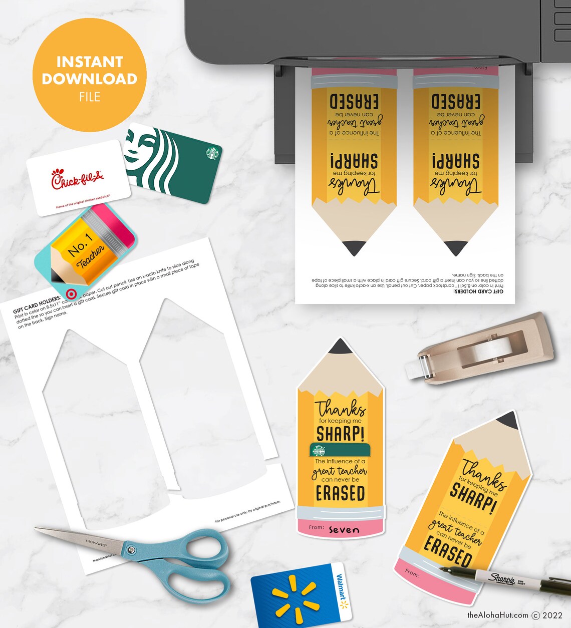 Pencil TEACHER APPRECIATION Gift Card Holder Thank You - Etsy