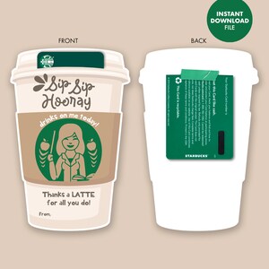 Coffee Drink TEACHER APPRECIATION Gift Card Holder Thank You Printable ...