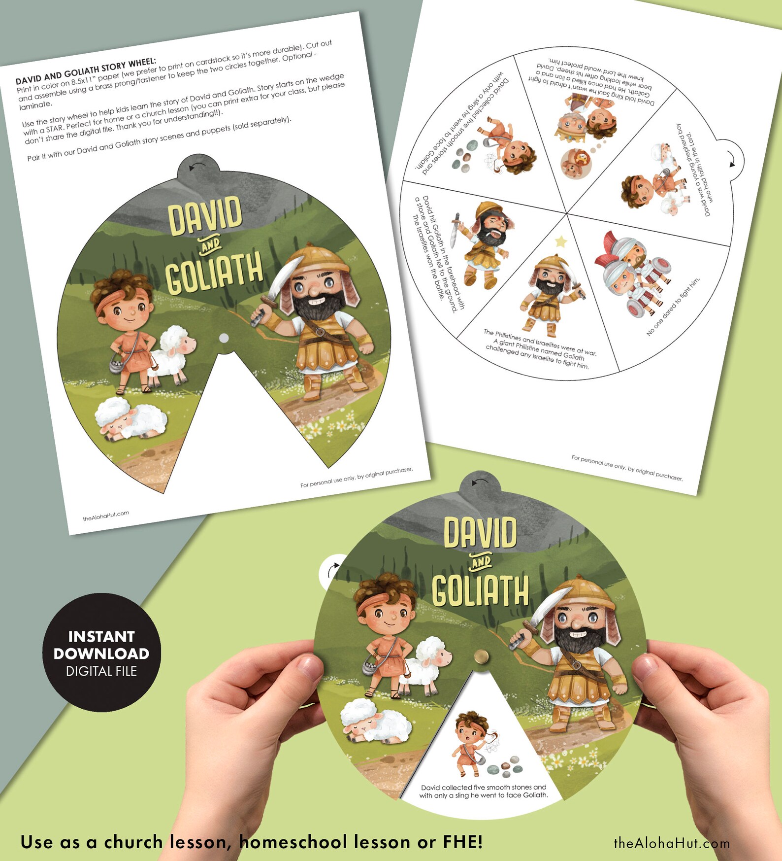 DAVID & GOLIATH Story Wheel PRINTABLE Lesson Kids Activity Religious ...