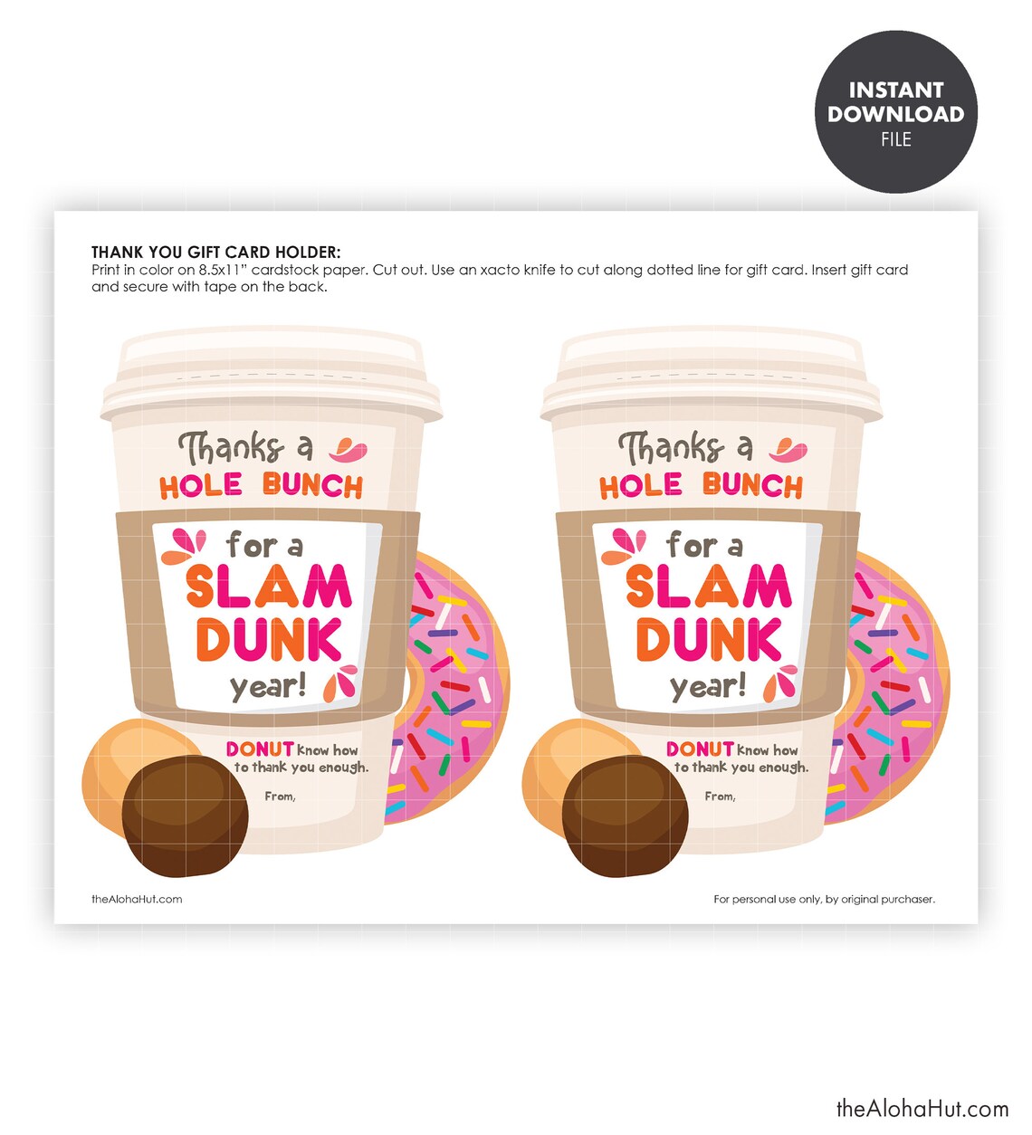 Coffee Donut TEACHER APPRECIATION Gift Card Holder Thank You - Etsy