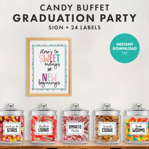 GRADUATION Party Pack CANDY BUFFET Labels Signs Decor Decoration Grad ...