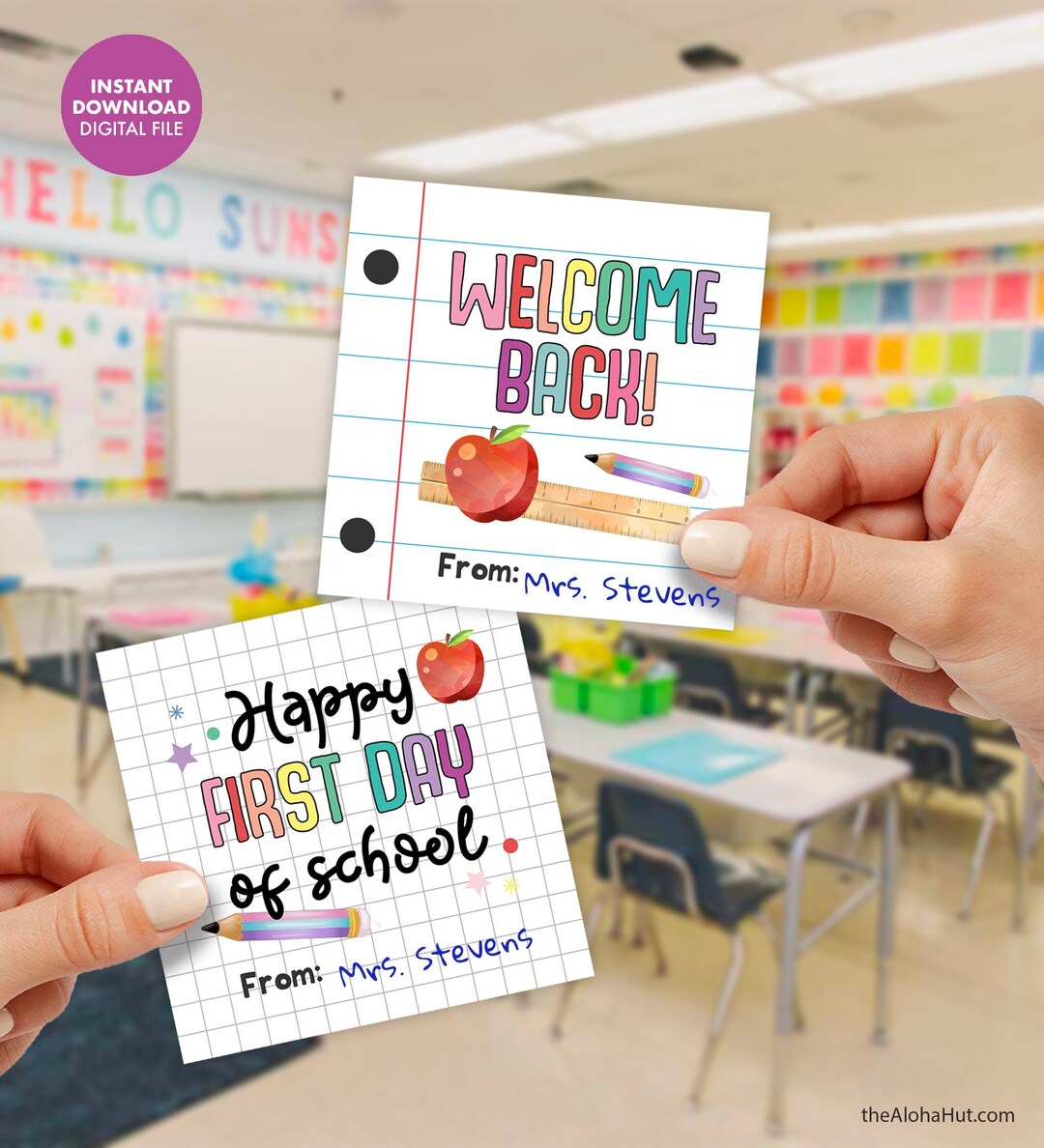 FIRST DAY of SCHOOL Gift Tags Back to School Tag Printable Digital ...