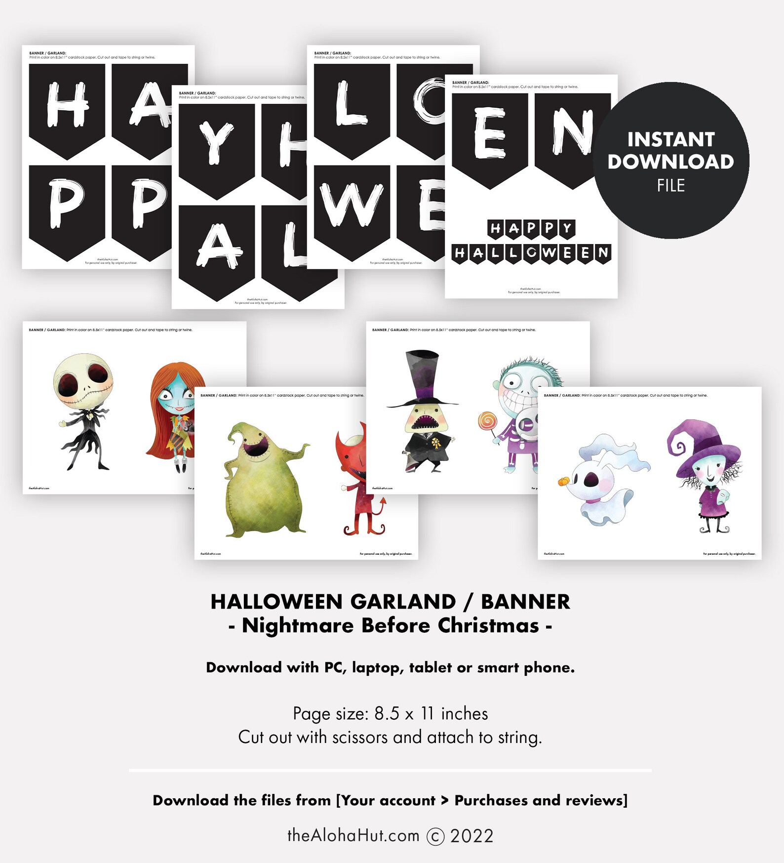 Nightmare Before Christmas Halloween Garland Banner Digital - Etsy