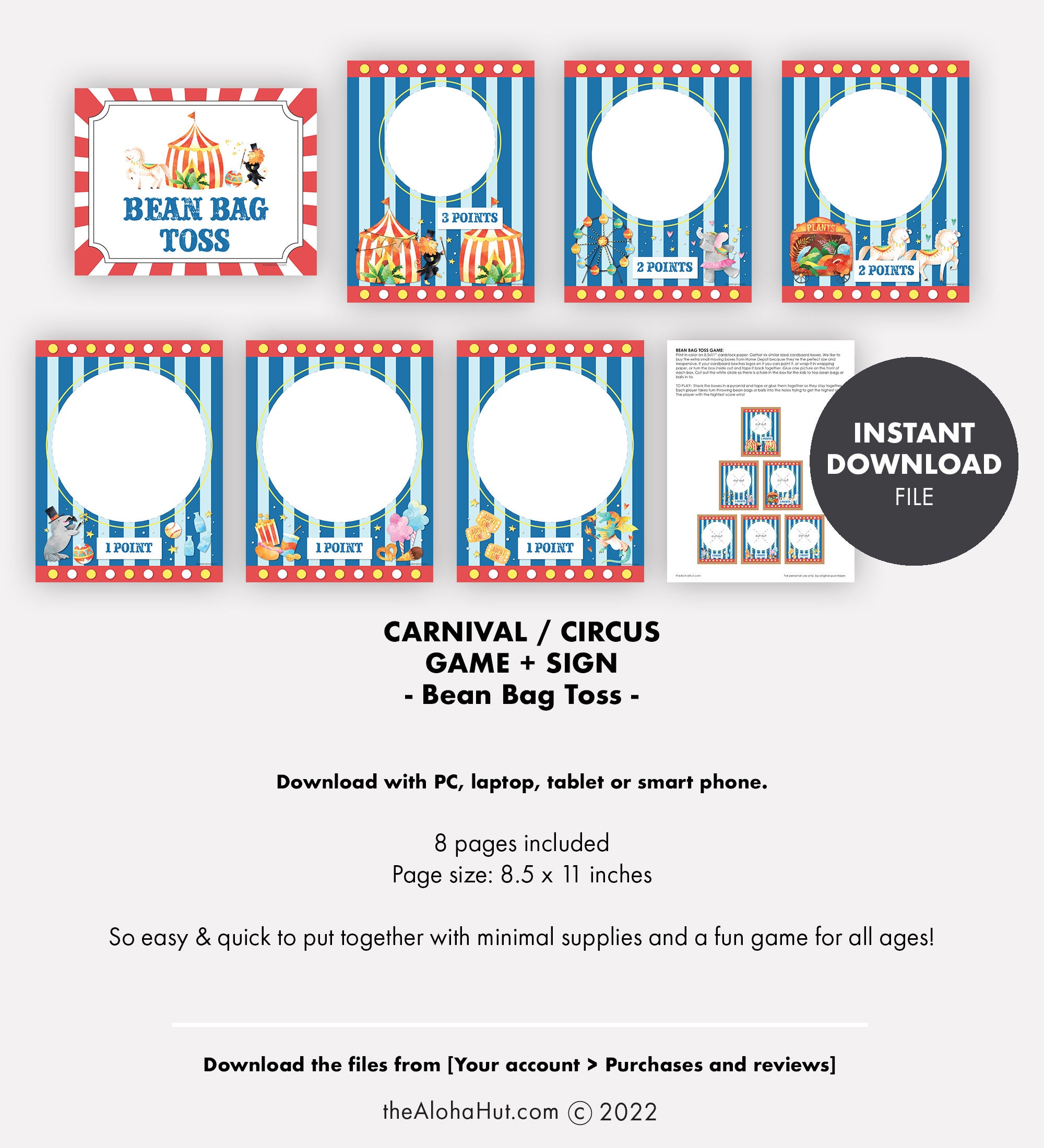 Bean Bag Toss Carnival Sign
