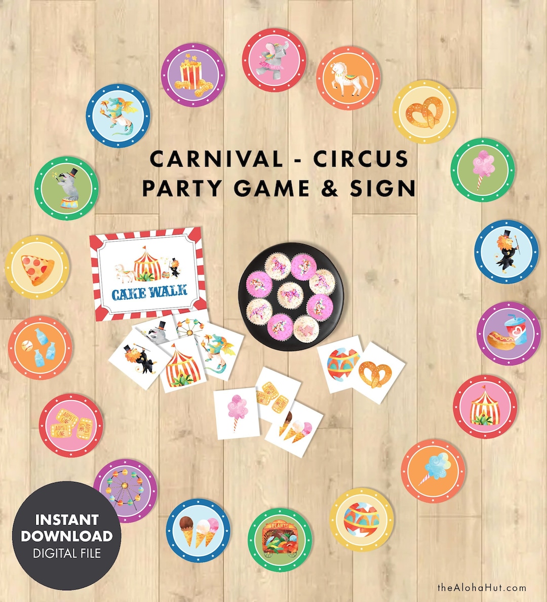 CARNIVAL CIRCUS Party Game Cake Walk Game Kids Birthday Party Cupcake ...