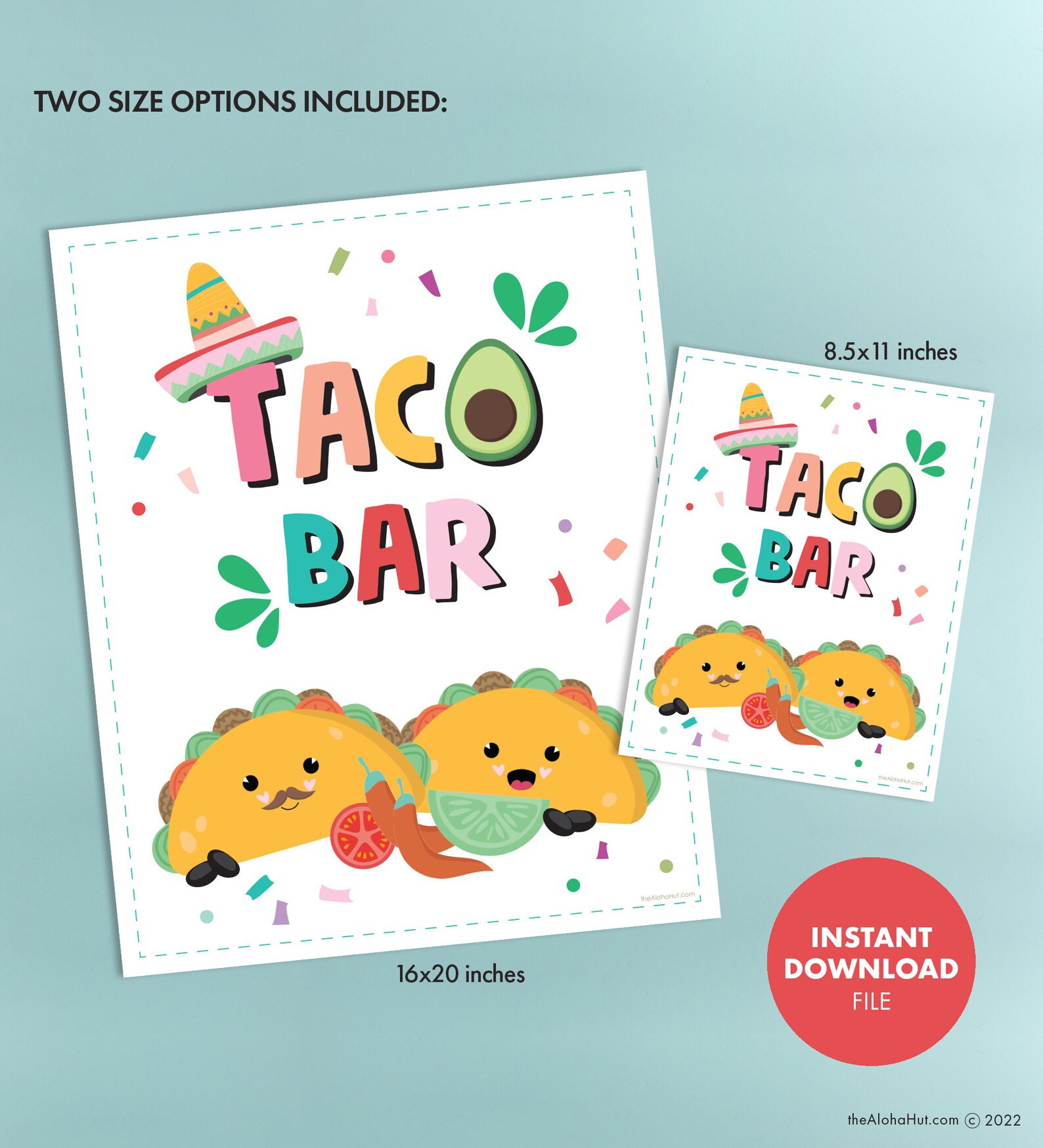 TACO BAR Sign Poster Fiesta Party Teacher Appreciation Printable ...