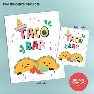 TACO BAR Sign Poster Fiesta Party Teacher Appreciation Printable ...
