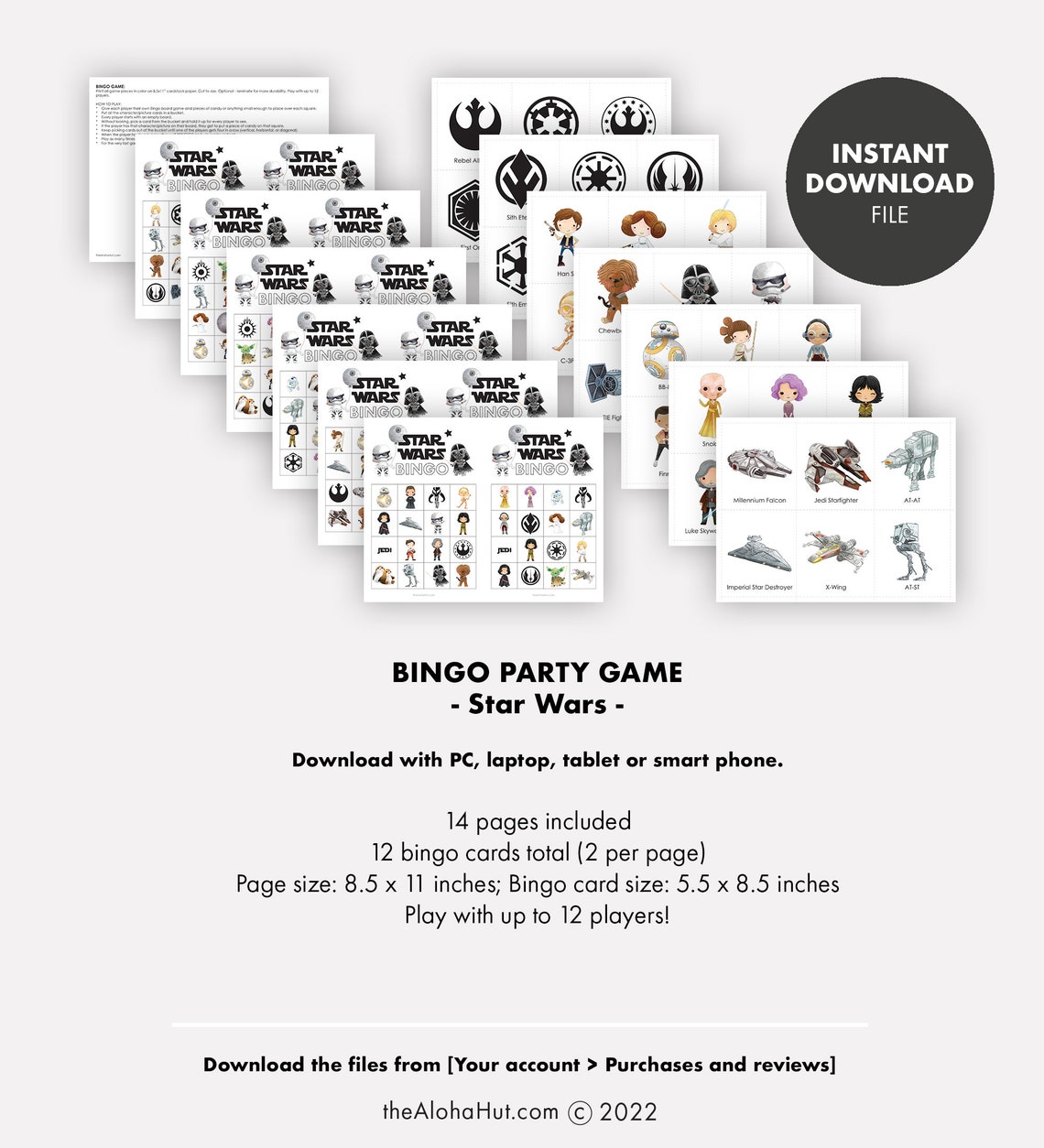 STAR WARS Bingo Game Kids Birthday Party Instant Download - Etsy