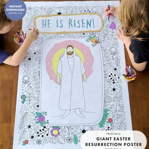 Giant EASTER RESURRECTION Coloring Poster Kids Activity Easter Activity ...