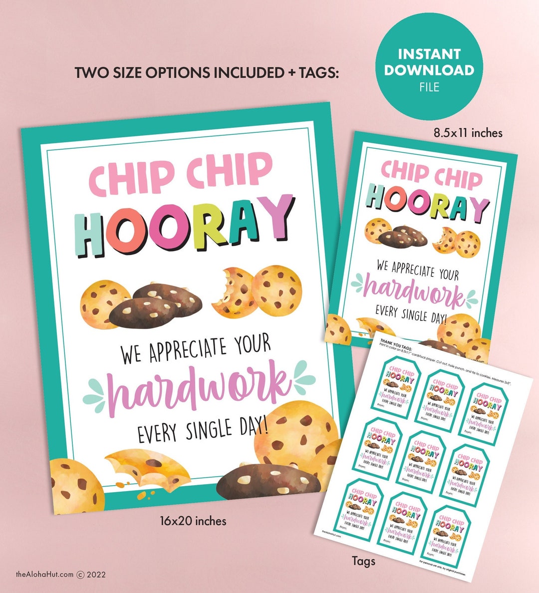 Cookie TEACHER APPRECIATION Sign Poster Thank You Tags Staff Printable ...