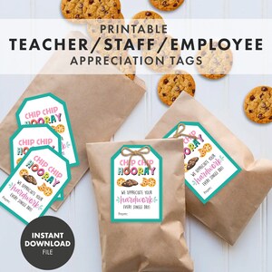 Cookie TEACHER APPRECIATION Sign Poster Thank You Tags Staff Printable ...