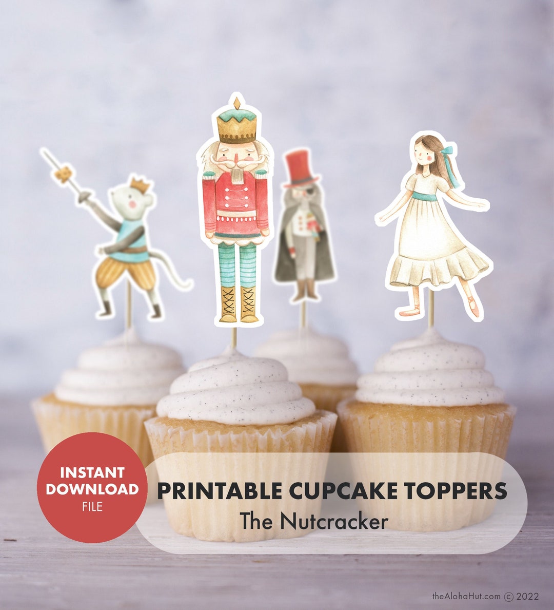 The NUTCRACKER Christmas Party Cupcake Cake Toppers Digital Printable ...