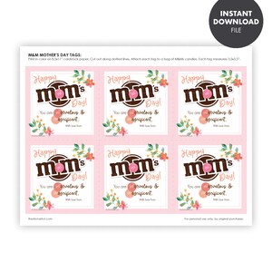 M&m's MOTHER'S DAY Tag Handout PRINTABLE Digital Ministering Relief ...