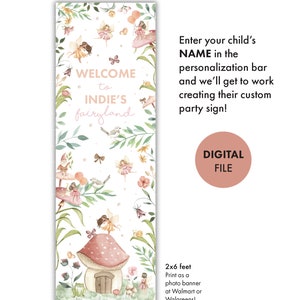 CUSTOM Fairy Garden Kids Birthday Party Sign Door Poster Decoration ...