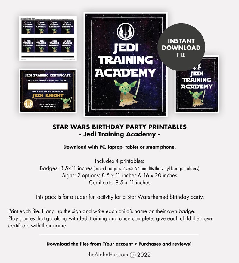STAR WARS Kids Birthday Party Jedi Training Academy Printables - Etsy