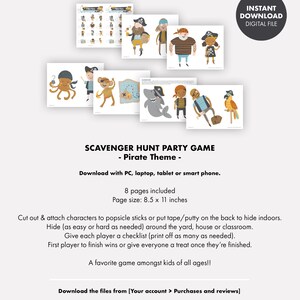 PIRATE Scavenger Hunt Game Kids Birthday Party Printable Digital Ship ...