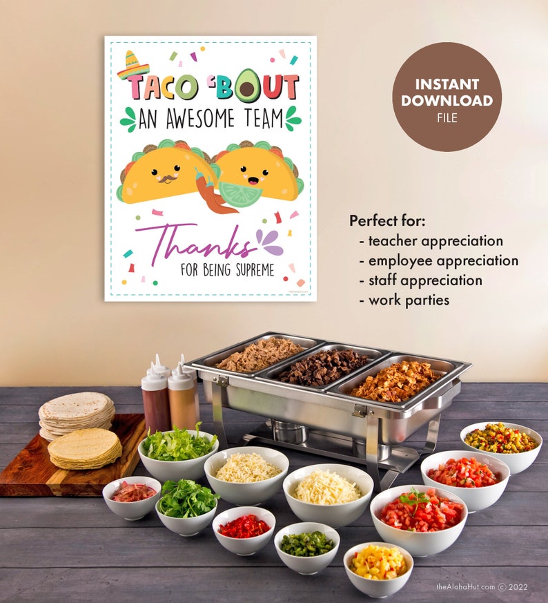 Taco TEACHER APPRECIATION Sign Poster Thank You Staff - Etsy