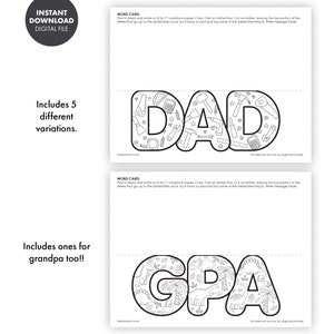FATHER'S DAY Card Dad Grandpa Kids Craft Activity Digital Toolbox ...