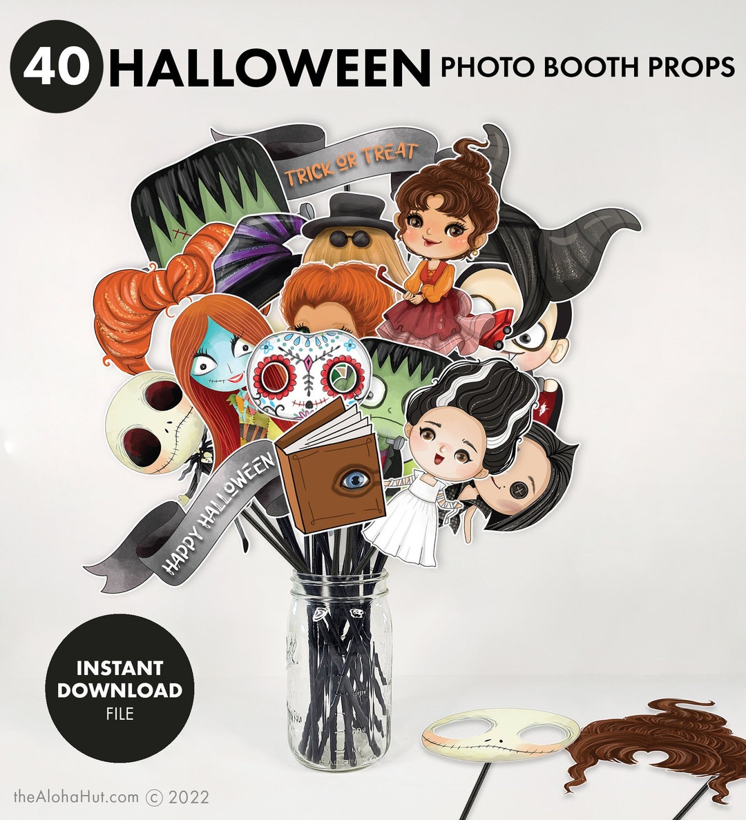 HALLOWEEN Party PHOTOBOOTH PROPS Digital Printable Party Decoration ...