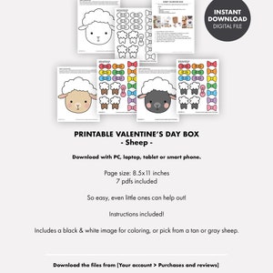 Sheep VALENTINE'S DAY BOX Printable Diy Kids Classroom Party Class ...