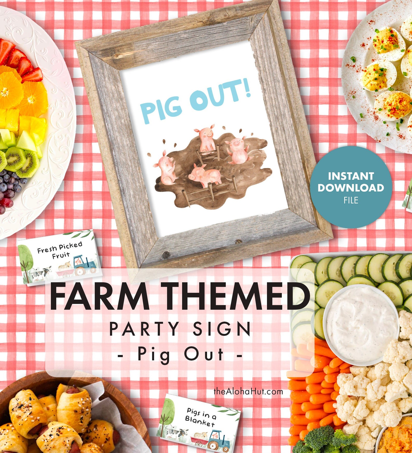 FARM ANIMAL Party Sign Pig Out Food Table Labels - Etsy