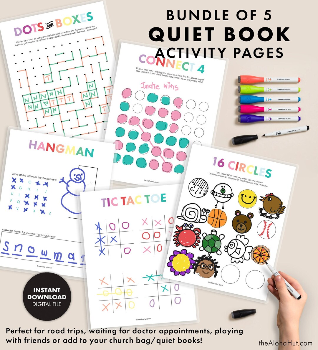 Bundle of 5 QUIET BOOK GAMES Kids Activity Pages Bible Church ...